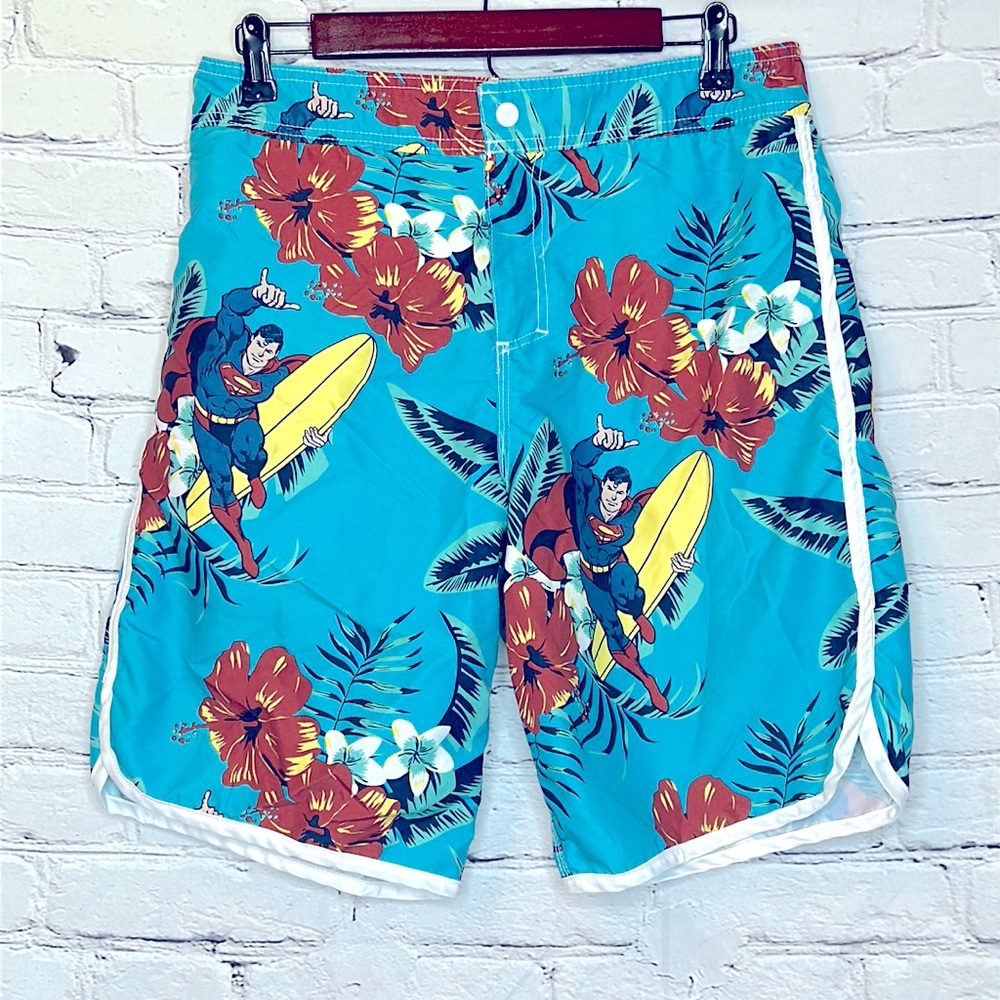 Dc Comics Superman Print Superman Board Shorts Size M… - Gem
